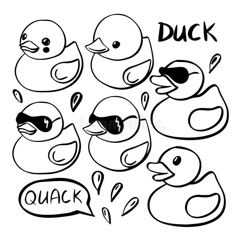 Rubber Duck Doodle Summer Vector Set Stock Illustration - Illustration ...