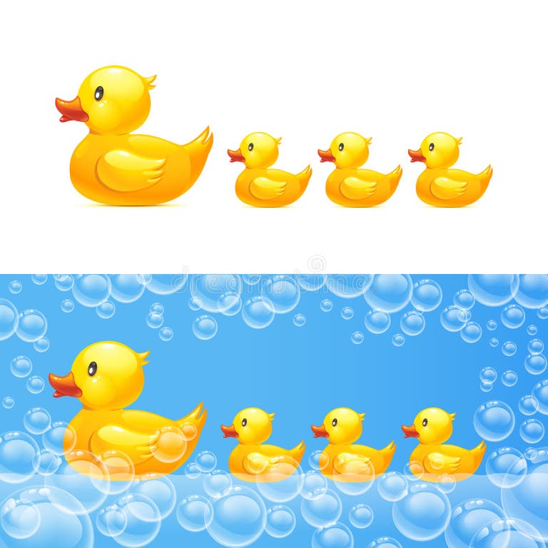 Rubber Duck with Ducklings. Vector Stock Vector - Illustration of drip ...