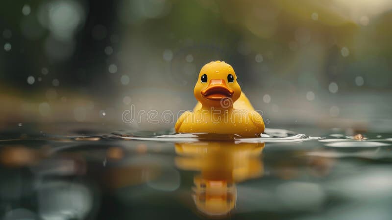 A Rubber Duck Floating in a Small Pool of Water Stock Image - Image of ...