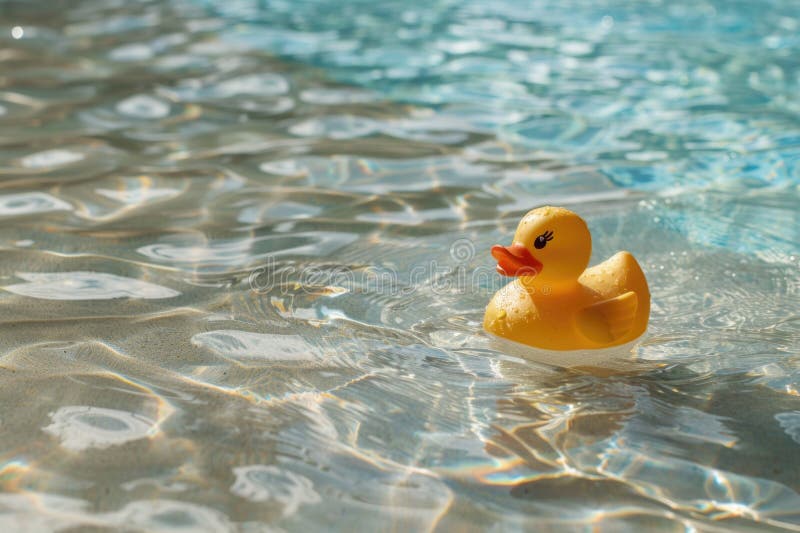 A Rubber Duck Floats on the Surface of a Pool of Water Stock Image ...