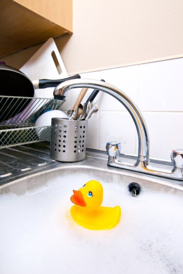 Rubber Duck in Kitchen Sink Stock Image - Image of rubber, childhood ...