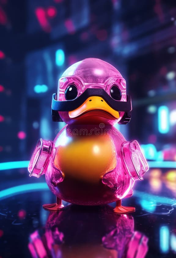 A Rubber Duck with Neon Style Generative AI Stock Illustration ...