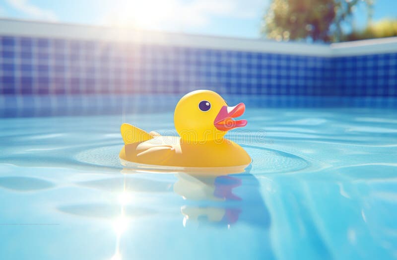 A Rubber Duck in the Pool with Some Sun Lights Stock Illustration ...