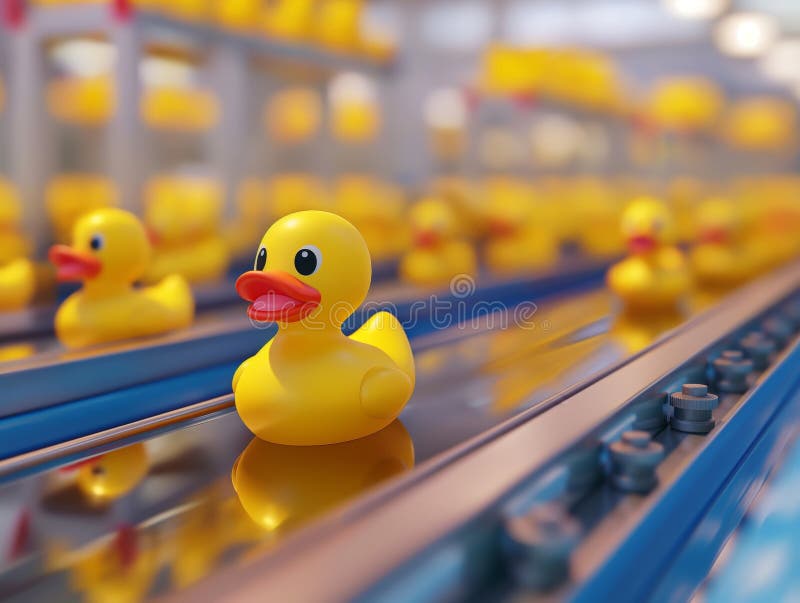 Rubber Duck Production Line Stock Photo - Image of identical, duck ...