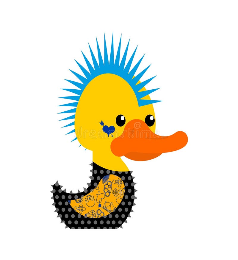 Rubber Duck Punk. Toy Yellow Duck Punk. Mohawk and Tattoo Stock Vector ...