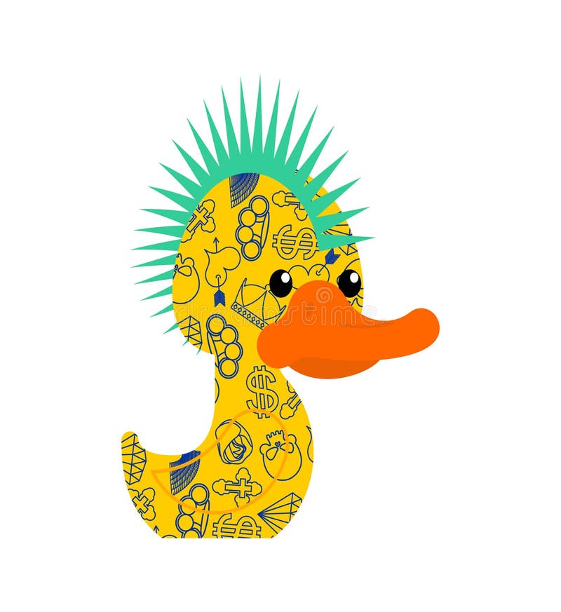 Rubber Duck Punk. Toy Yellow Duck Punk. Mohawk and Tattoo Stock Vector ...