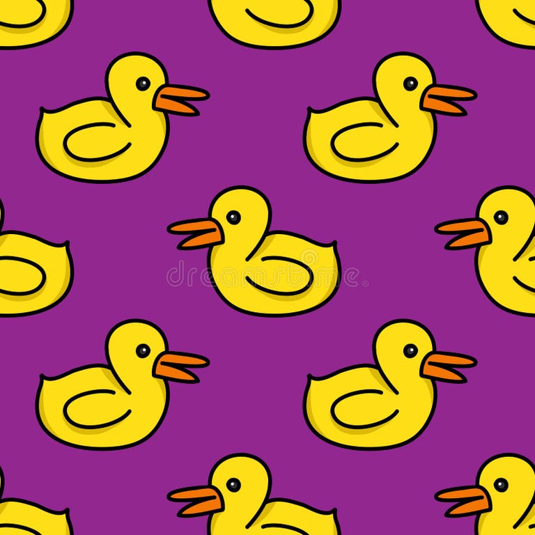 Rubber Duck Seamless Doodle Pattern, Vector Illustration Stock ...