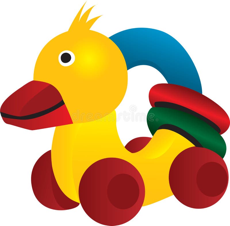 Rubber Duck with Wheels and Colored Circle Stock Vector - Illustration ...