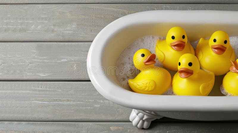 Rubber ducks in a bathtub stock illustration. Illustration of children ...