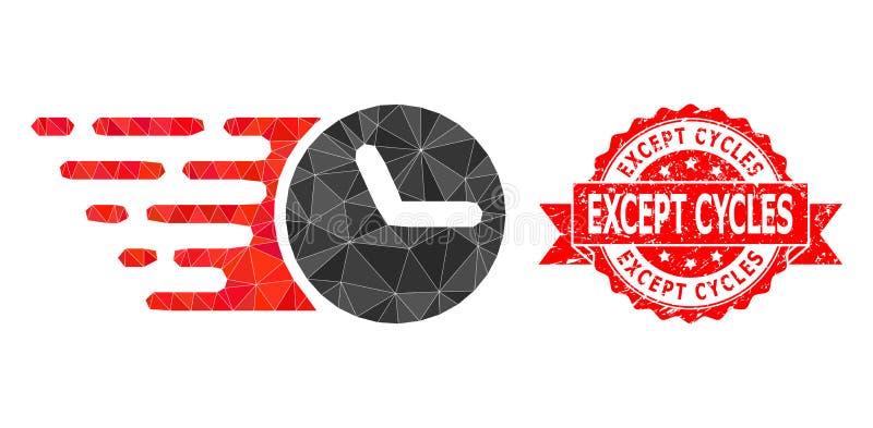 Rubber Except Cycles Stamp and Clock Low-Poly Mocaic Icon Stock Vector ...