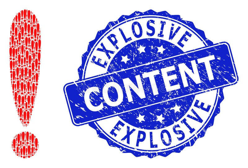 Rubber Explosive Content Round Stamp and Recursive Exclamation Sign ...