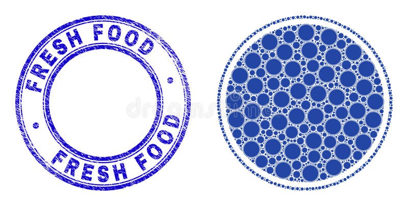 Rubber Fresh Food Stamp and Round Seal Template Recursion Collage of ...