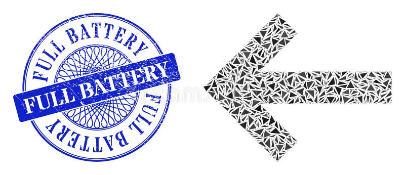 Rubber Full Battery Stamp and Triangle Arrow Left Mosaic Stock Vector ...