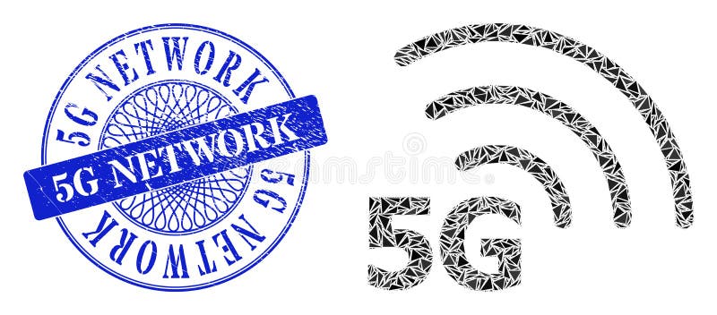 Rubber 5G Network Seal and Triangle 5G Internet Mosaic Stock Vector ...
