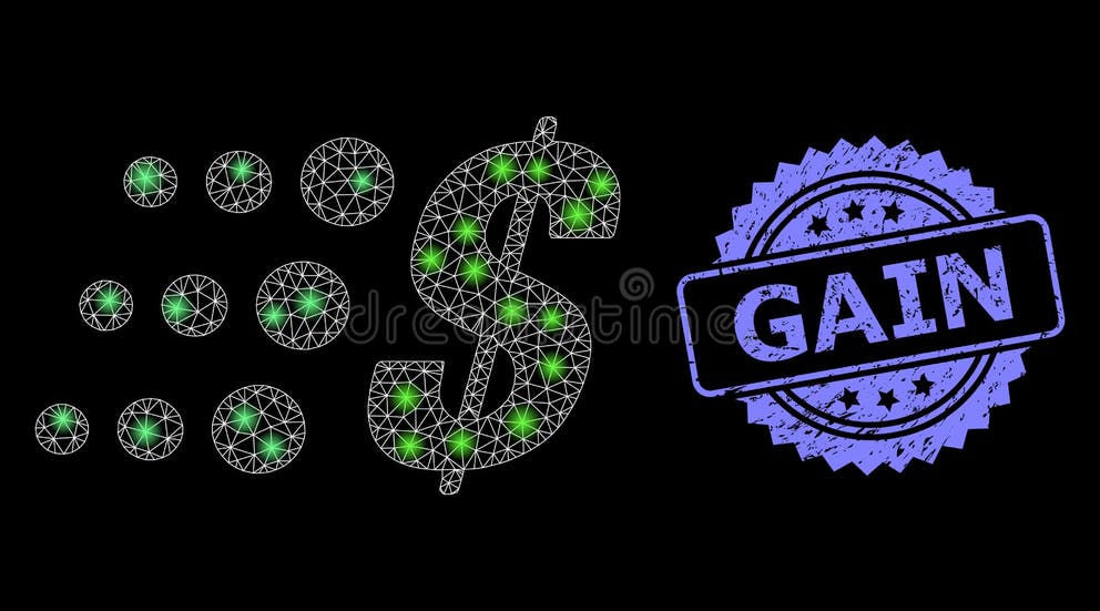 Rubber Gain Stamp and Bright Web Network Fast Dollar with Light Spots ...