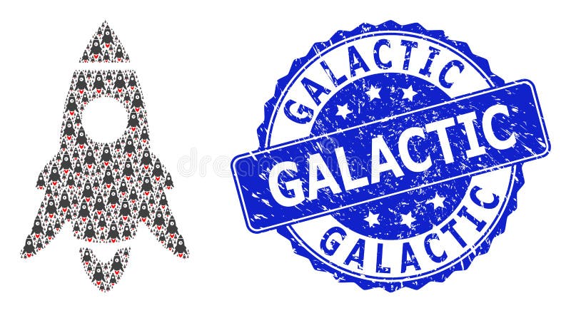 Rubber Galactic Round Seal and Recursive Rocket Start Icon Collage ...