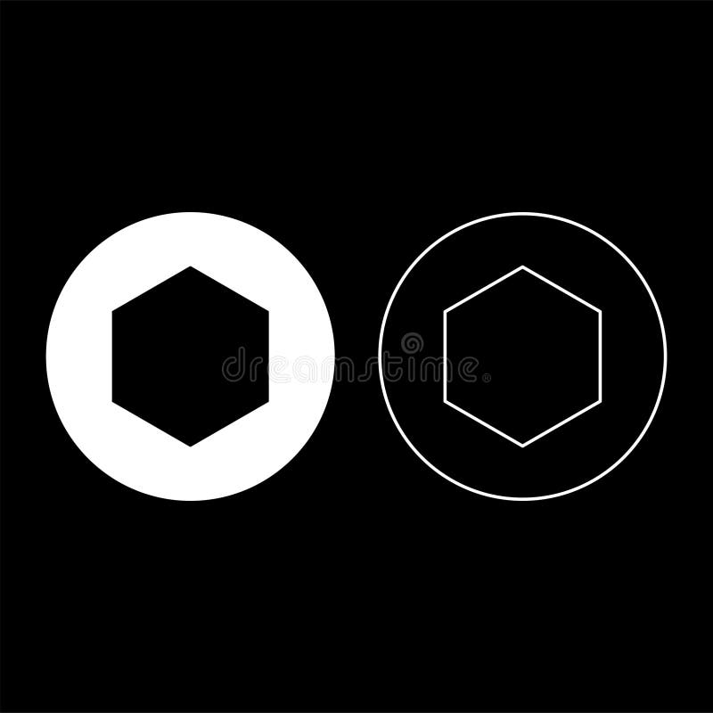 Rubber Gasket Puck Under Hexagon in Circle Set Icon White Color Vector ...