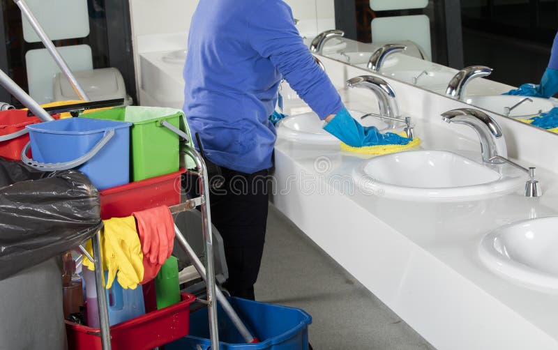 Rubber Gloved Hand Cleaning Sink with Duster Stock Image - Image of ...