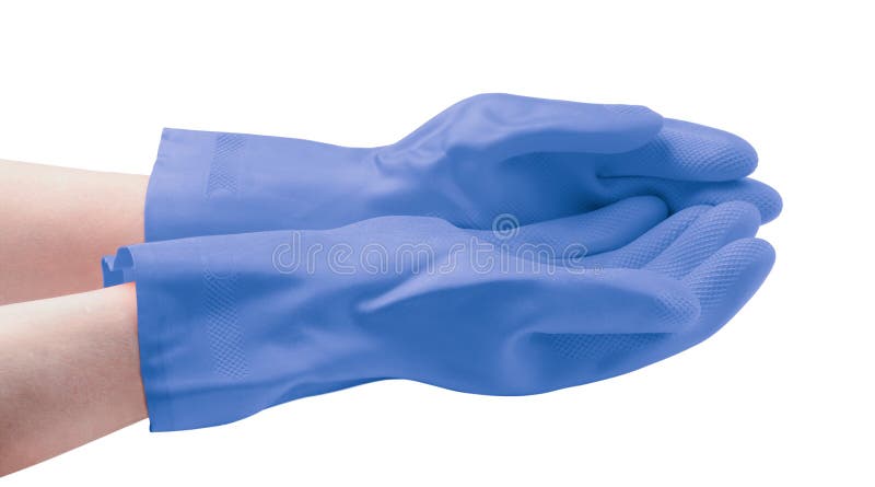 Rubber Gloves on Hands Isolated on White Stock Image - Image of ...