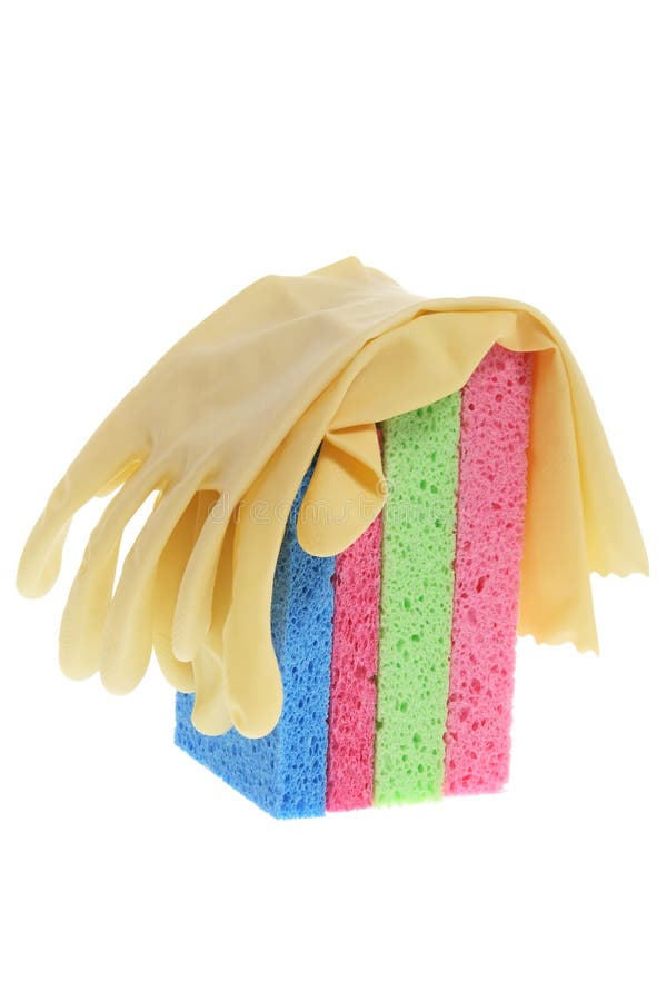 Rubber Gloves and Sponges stock image. Image of domestic - 18053477