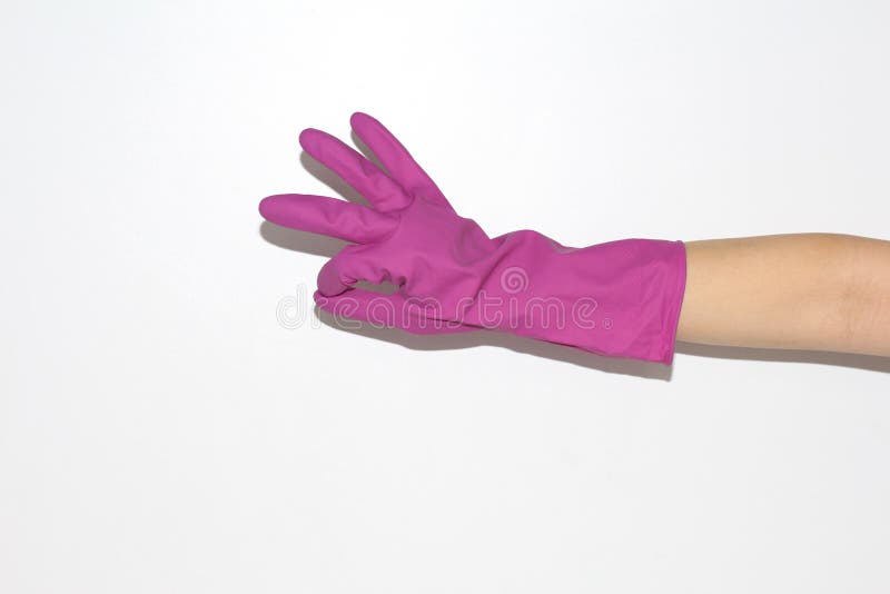 Rubber Gloves are Worn on the Female Hand Stock Image - Image of human ...