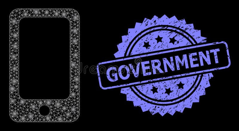 Rubber Government Stamp and Bright Web Network Smartphone with Light ...