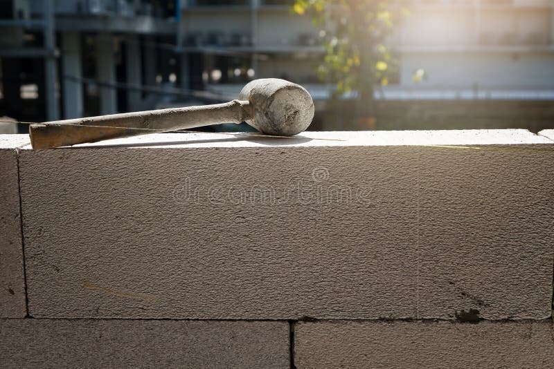 Rubber Hammer on Brick Wall Stock Image - Image of construction, retro ...