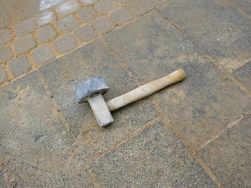 Rubber Hammer for Laying Tiles Oder Paving Stones, Close-up Stock Photo ...