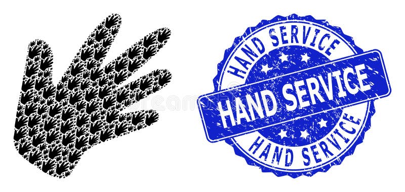 Rubber Hand Service Round Seal and Recursion Hand Icon Mosaic Stock ... Rubber Hand Service Round Seal and Recursion Hand Icon Mosaic Stock ...
