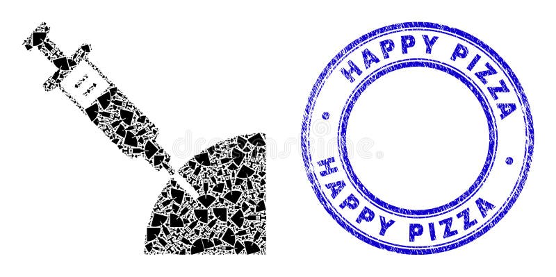 Rubber Happy Pizza Badge and Inoculation Fractal Collage of Self Items ...