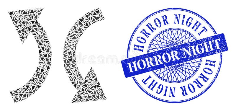 Rubber Horror Night Stamp Seal and Triangle Exchange Arrows Mosaic ...