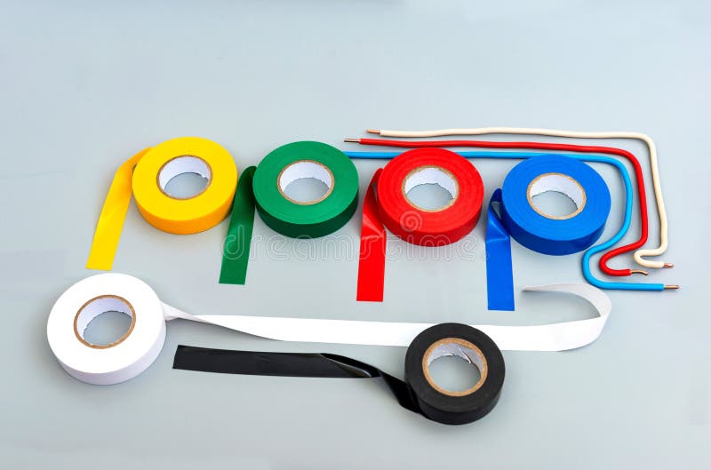 Rubber Insulating Tape of Different Colors and Samples of Single-core ...