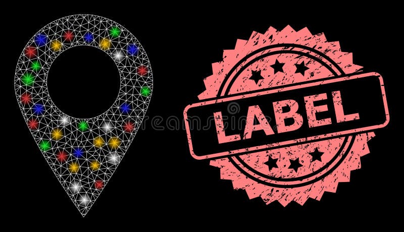 Rubber Label Seal and Net Map Marker with Lightspots Stock Vector ... Rubber Label Seal and Net Map Marker with Lightspots Stock Vector ...