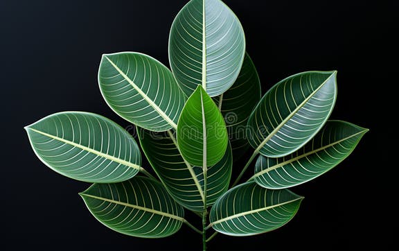 Rubber Leaf on a White Background -Generative Ai Stock Image - Image of ...