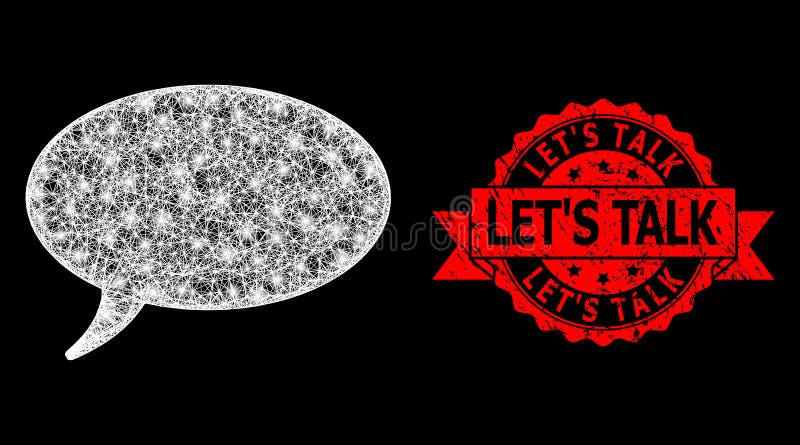 Rubber Let`S Talk Stamp Seal and Bright Polygonal Net Message Cloud ...