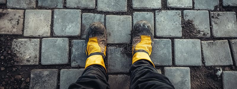 A Rubber Mallet for Aligning the Lock Paving on the Sidewalk. Banner ...