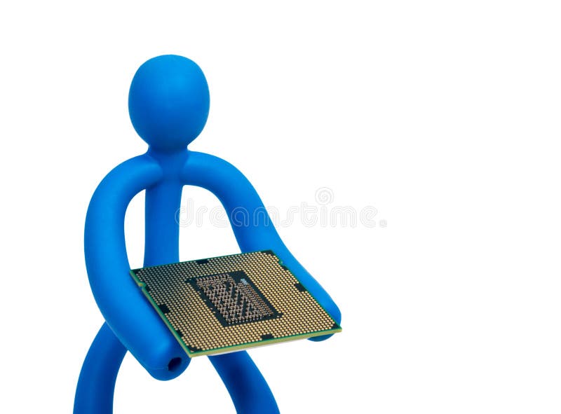 Rubber Man with a Processor Isolated on White Background Stock Image ...