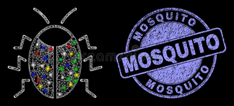 Rubber Mosquito Badge and Glitter Mesh Bug Stock Vector - Illustration ...