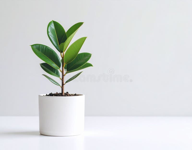 A Rubber Plant in a Clay Pot Stock Illustration - Illustration of ...