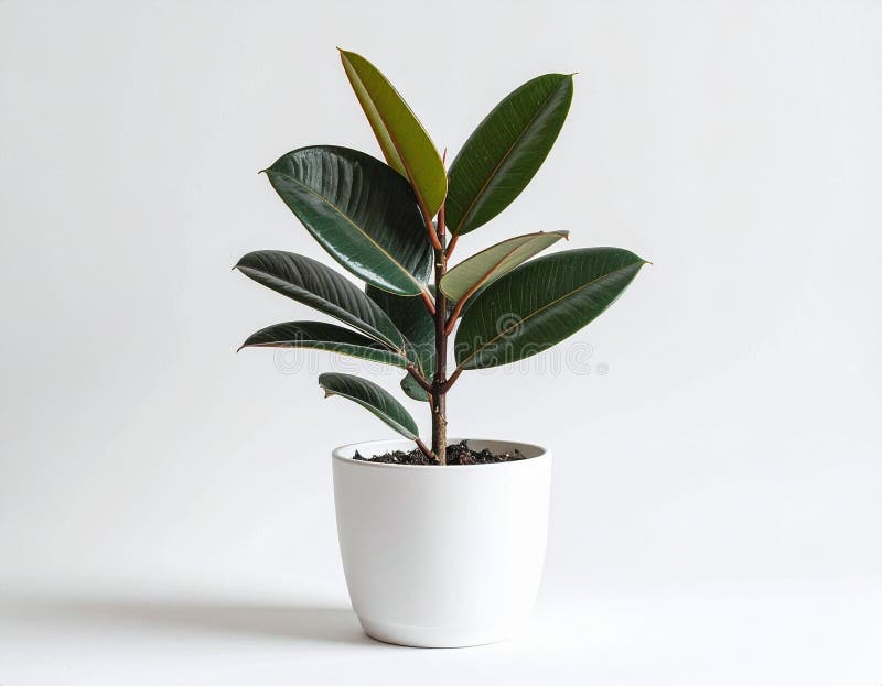 A Rubber Plant in a Clay Pot Stock Illustration - Illustration of ...