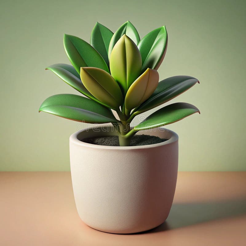 Rubber Plant in White Pot on White Background Concept Minimalist Home ...