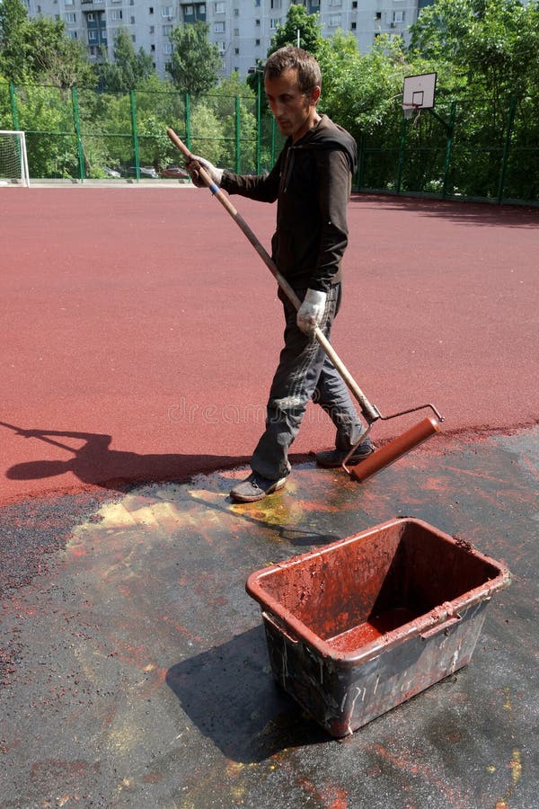 Rubber Polyurethane Covering Editorial Image - Image of person, laying ...