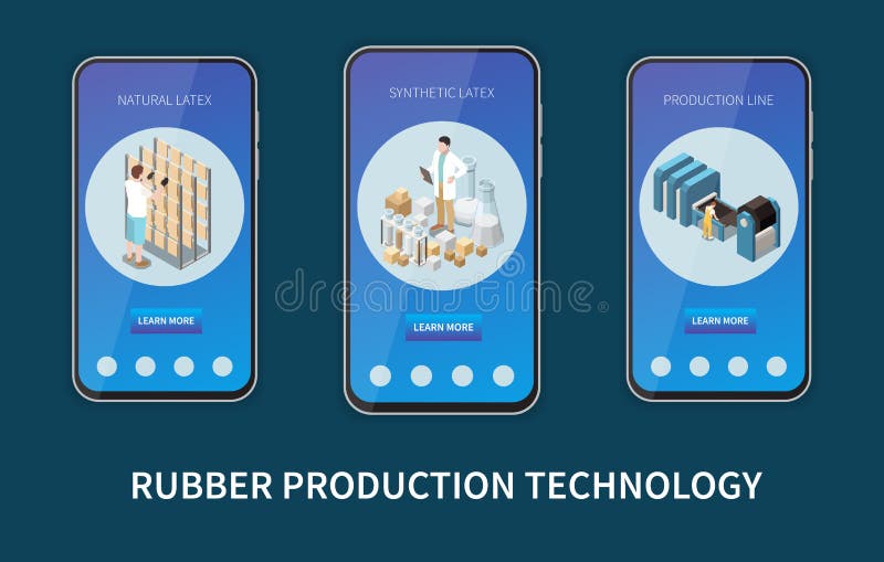 Rubber Production Technology Mobile App Set Stock Illustration ... Rubber Production Technology Mobile App Set Stock Illustration ...