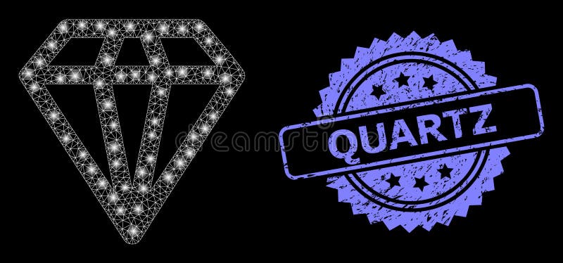 Rubber Quartz Stamp and Bright Web Network Diamond with Light Spots ...