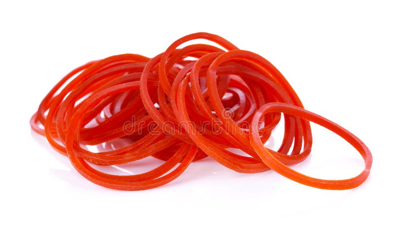 Rubber Red Bands Isolated on White Stock Image - Image of group ...