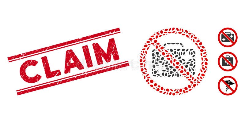 Textured Claim Line Seal with Collage No First-Aid Case Icon Stock ...
