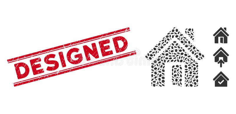 Distress Designed Line Stamp and Collage Open House Door Icon Stock ...