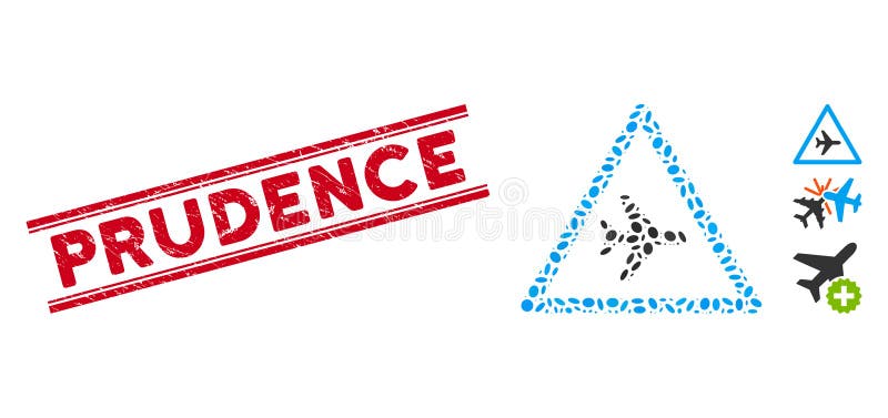 Scratched Prudence Line Stamp with Mosaic Airplane Danger Icon Stock ...