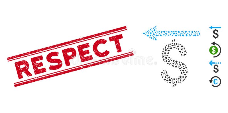Grunge Respect Line Seal and Collage Moneyback Icon Stock Illustration ...