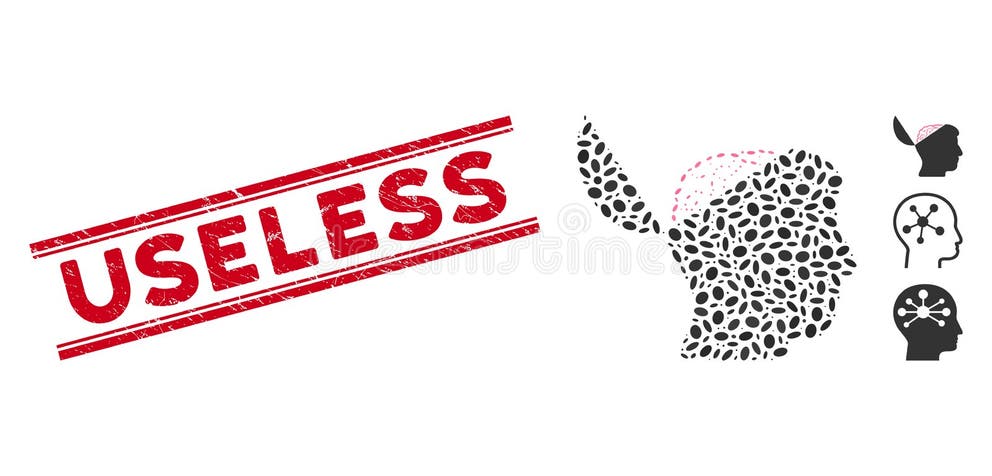 Textured Useless Line Stamp with Collage Open Mind Icon Stock ...